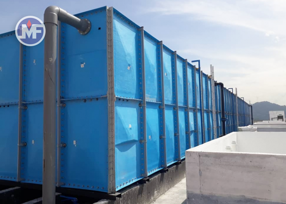 Tangki Penyimpanan Air Jenis Fiberglass-Reinforced Polyester (FRP) Berpanel